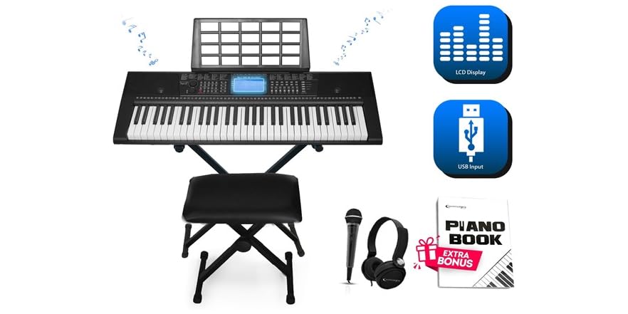 61-Key Light-Up Learning Keyboard Bundle