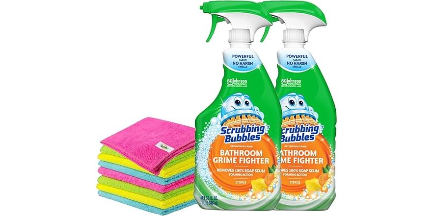 (2PK) Scrubbing Bubbles Spray + 6 Microfiber Cloths