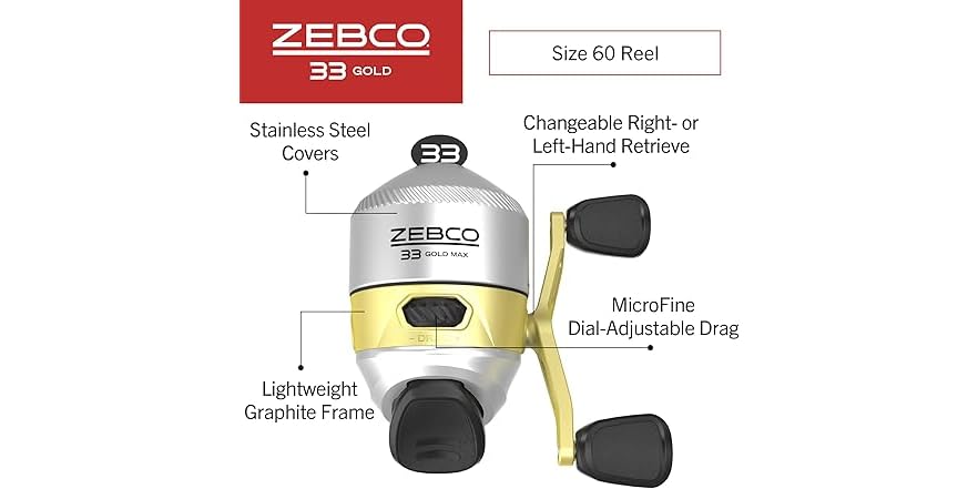 Zebco 33 MAX Gold Spincast Fishing Reel