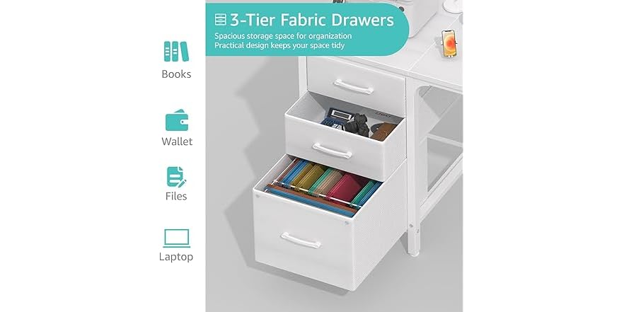 Lufeiya Desk with Fabric File Drawers