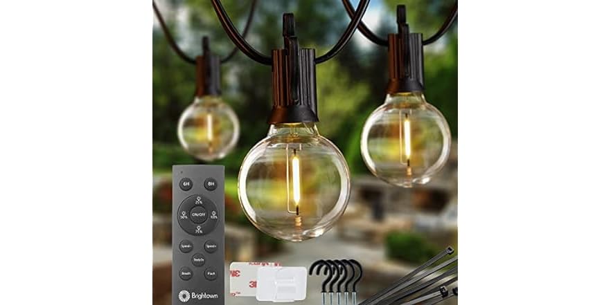 Outdoor Led String Lights 38Ft with Remote Hooks and Clips