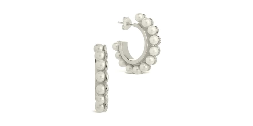 Sterling Forever Pearl Bubble Hoops