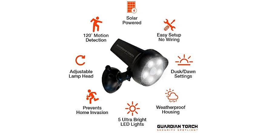 Guardian Torch Motion Outdoor Spotlight 2Pk