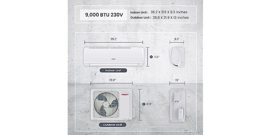 TOSOT 230V 9k BTU Mini-Split Air Conditioner