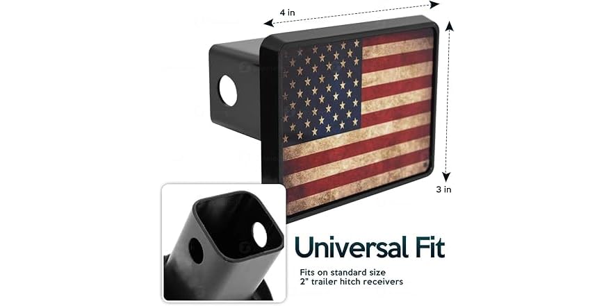 Zone Tech GA0083 SA American Flag Logo Hitch Cover Flag