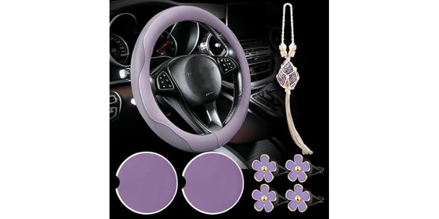 Steering Wheel Purple Car Accessory Set