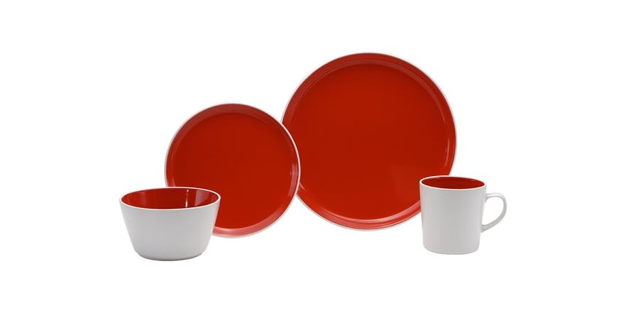 16 pc Red Color Burst Dinner Set