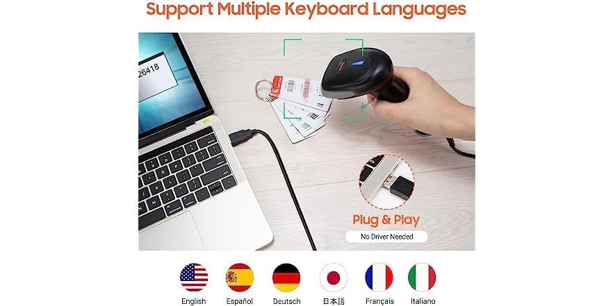 Tera 1D Laser Barcode Scanner USB Wired