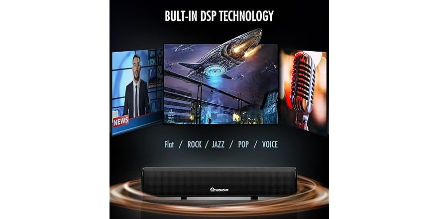 Wohome Small Sound Bars for TV, 50W 16-Inch Ultra Slim Mini (Open Box)