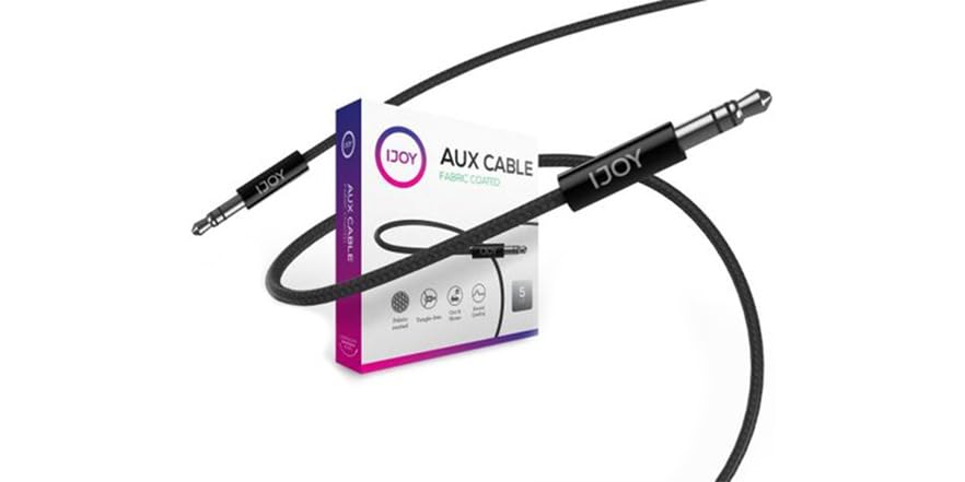 Mixed Fabric Aux Cable 5' - 6 Colors