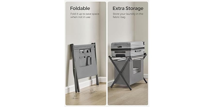 SONGMICS 2 Pack Luggage Rack w/ Laundry Bag