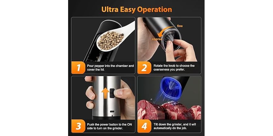Kochnors USB Rechargeable Pepper Grinder