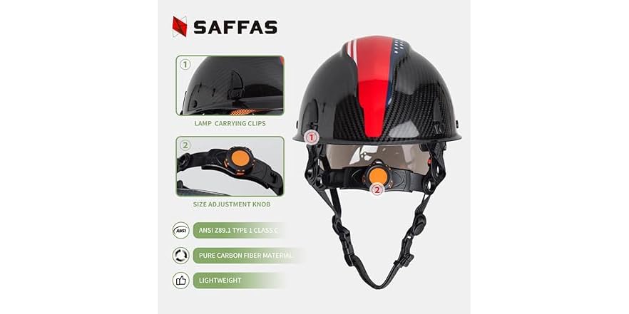 SAFFAS Carbon Fiber Hard HAT with Brim