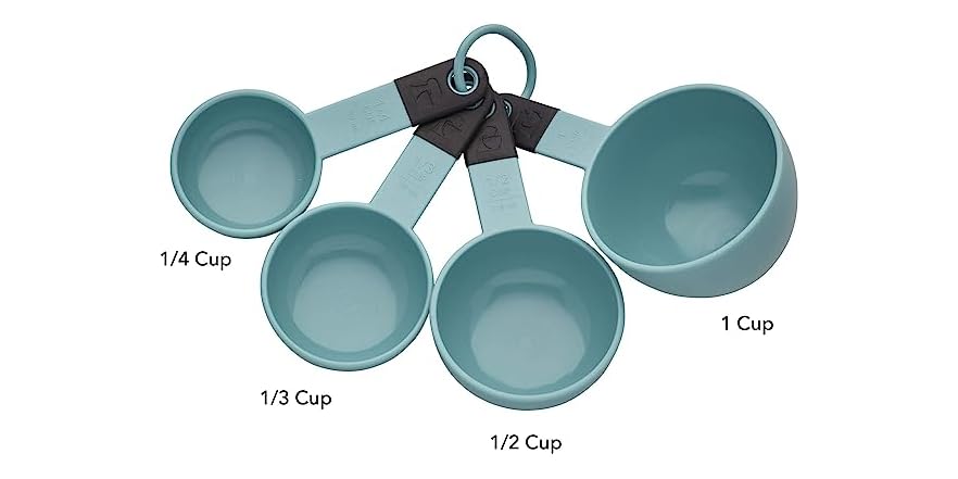 KitchenAid Classic Measuring Cups, Set of 4, Aqua Sky/Black 527443