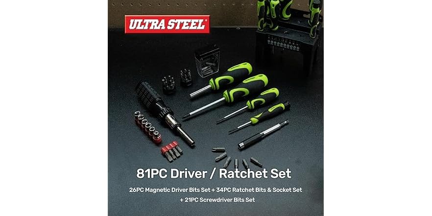 ULTRA STEEL GHG-BDL-2 26PC MAGNETIC DRIVER BITS SET