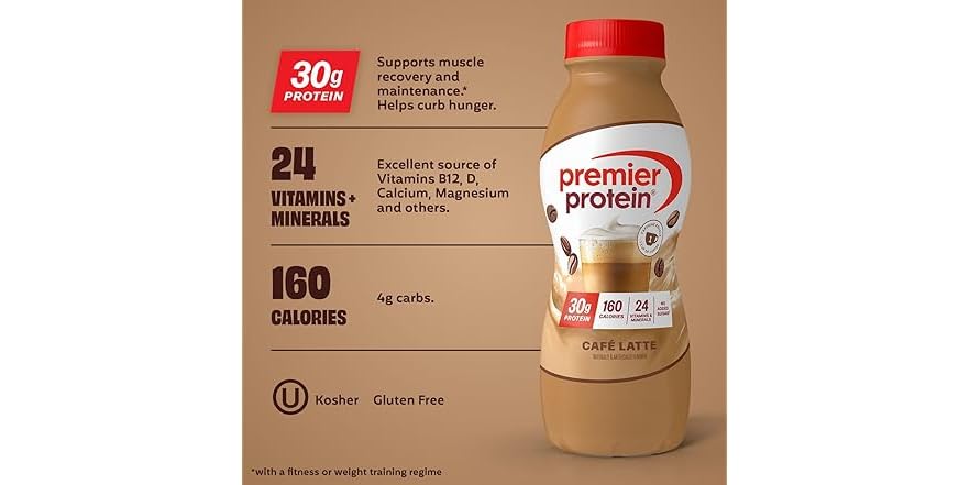 Premier Protein Shake Café Latte, 12 Pack