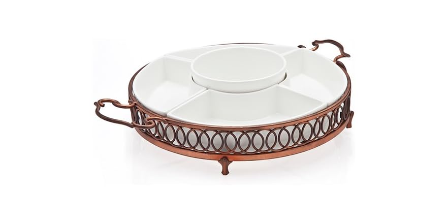 5 Section Ceramic Server w/Copper Rack