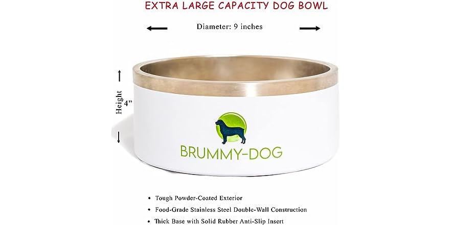 Brummy-dog 100 oz Insulated Stainless Steel Dog Bowl