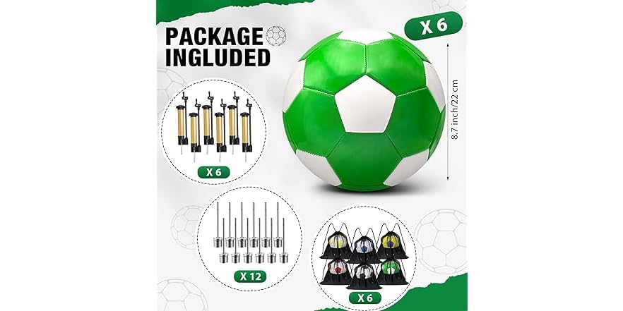 6 Pack Deflated Soccer Ball With Pumps