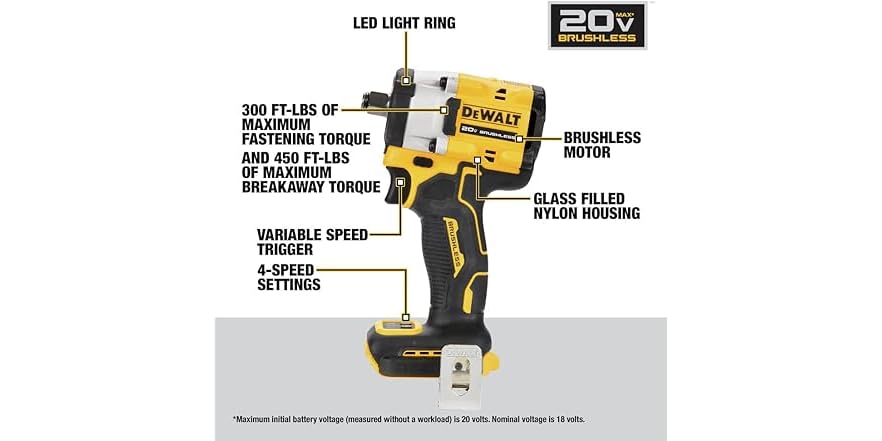 DEWALT DCF921B ATOMIC 20V MAX* 1/2 in Impact Wrench