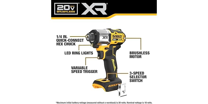 DEWALT DCF845B 20V MAX XR Impact Driver 1/4"