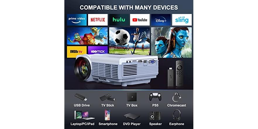 FUDONI Portable HD Home Theater Projector