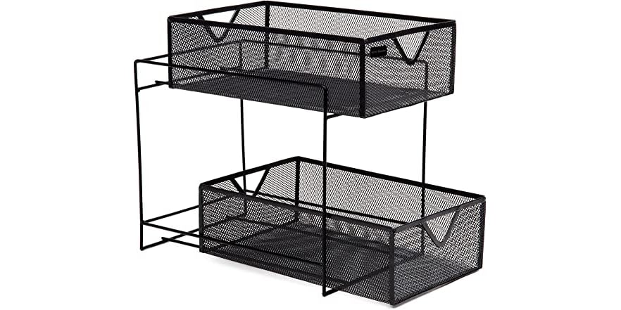 Mind Reader 2 Tier Metal Mesh Organizer