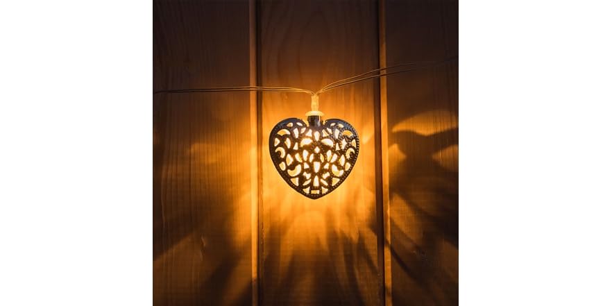 Solar Heart Metal LED String Lights