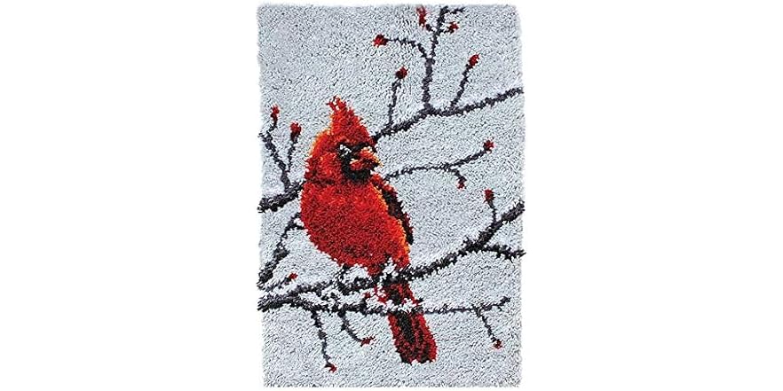 Red Cardinal DIY Latch Hook Rug Kit