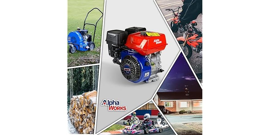 AlphaWorks Gas Engine 7HP Motor Horizontal 4 Stroke