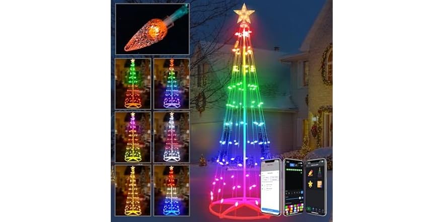 popotan 7Ft C6 Cone Tree Light Show App Control
