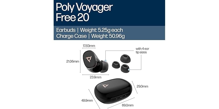 (NEW) Poly Voyager Free 20 – ANC Wireless Earbuds