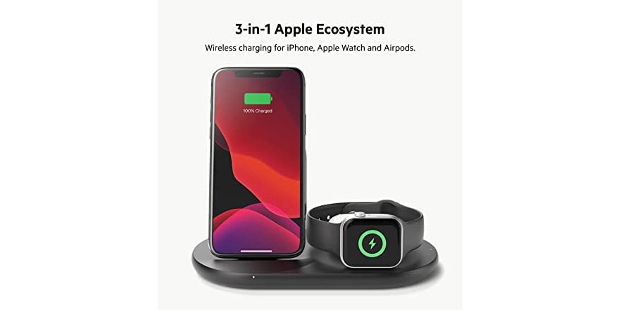 Belkin 3-in-1 Wireless Charger - Fast Charging Stand for App (Open Box)