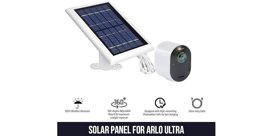 (2 PACK) Wasserstein Solar Panel (2W 6V) Compatible with Arlo