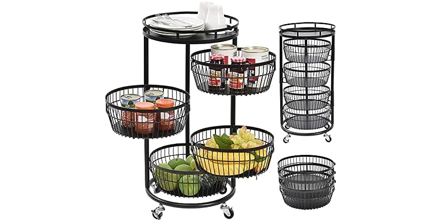 5-Tier Steel Kitchen Storage Tower