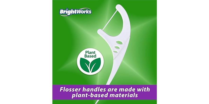 (225 Count) BrightWorks Fresh Mint + Whitening Dental Flossers