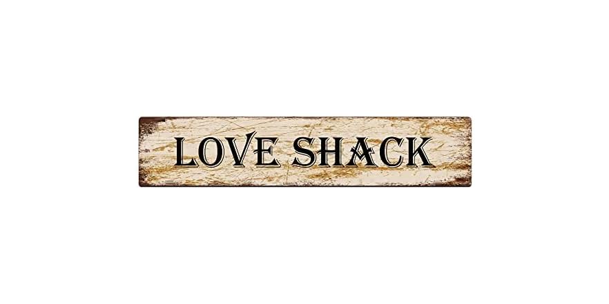 KILSPU Love Shack Metal Sign 4x16 in
