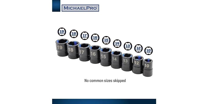 MichaelPro 9Pc Oxide Cushion Grip Sockets