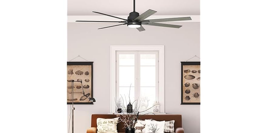 70" Hunter Fan w Light Kit and Remote, Matte Black