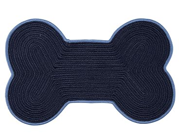 Navy Blue Dog Bone Color Edge Rug - 3 Sizes