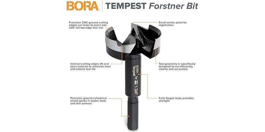 BORA BFB-009966 Tempest Forstner Bit : 4 Pc Set