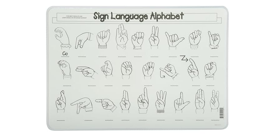 Painless Learning Sign Language Alphabet Placemat