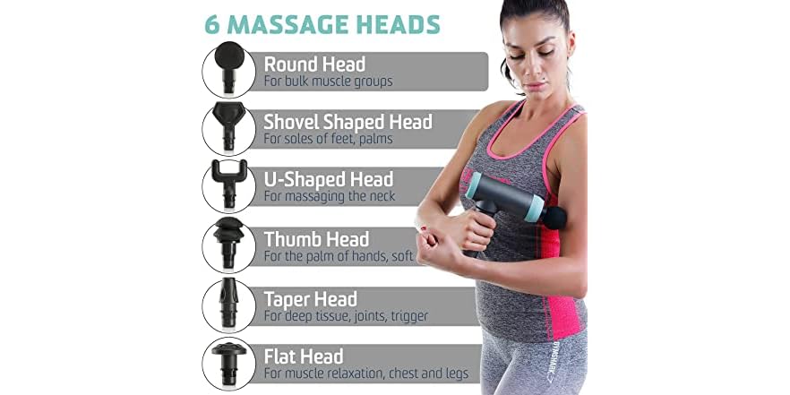 InvoSpa 20-Speed Massage Gun + 6 Heads
