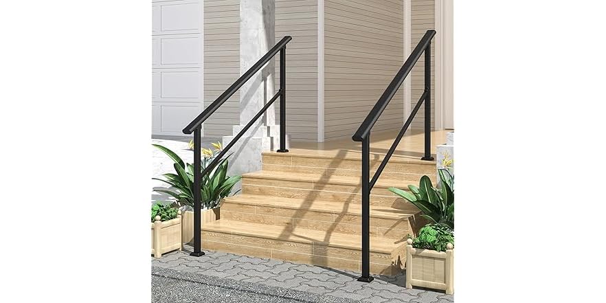 LOVMOR 2 Pack 5 Step Hand Rails for Outdoor Steps