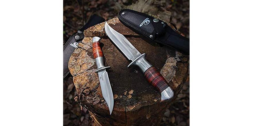 Fixed Blade Bowie Knife Set 2-piece Hunting Knives