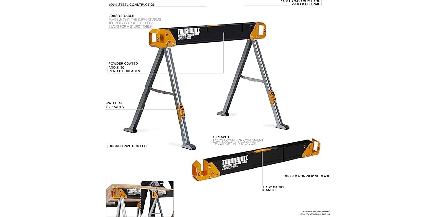 Toughbuilt TB-C550-2 2-Pack C550 Sawhorse / Jobsite
