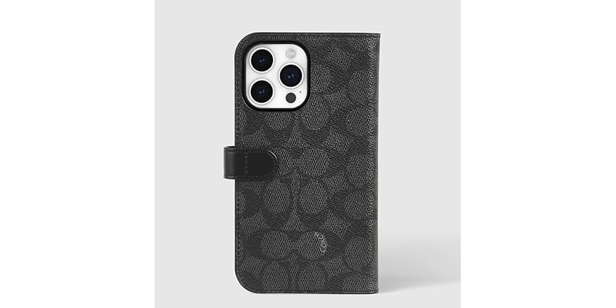 Coach Signature Canvas iPhone 15 Pro Max Two Piece Detachable Wallet Folio