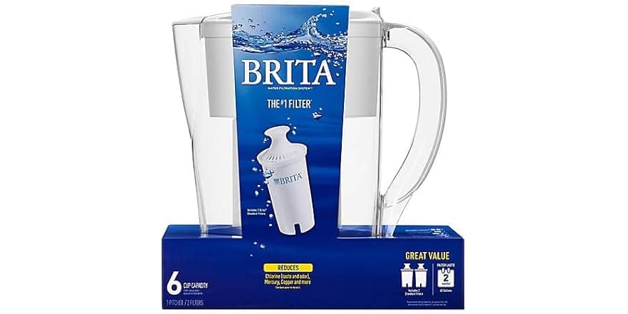 Brita 6 Cup Pitcher w/ 2 Filters