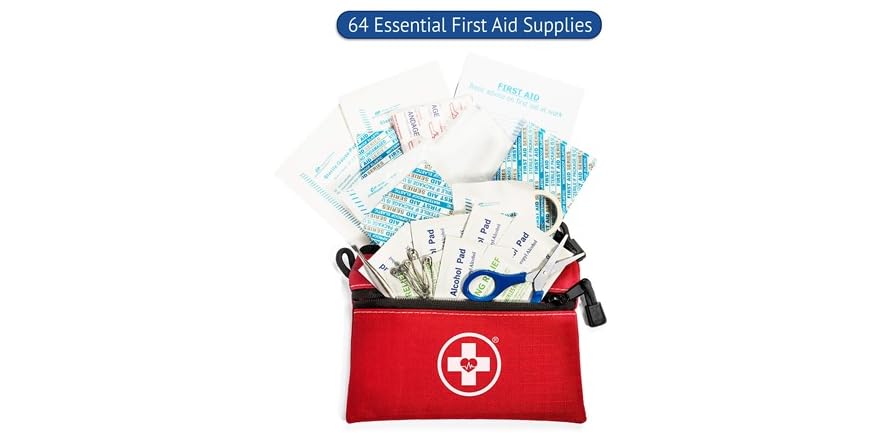 SwissSafe First Aid Kit 64Pc Pouch 2Pk