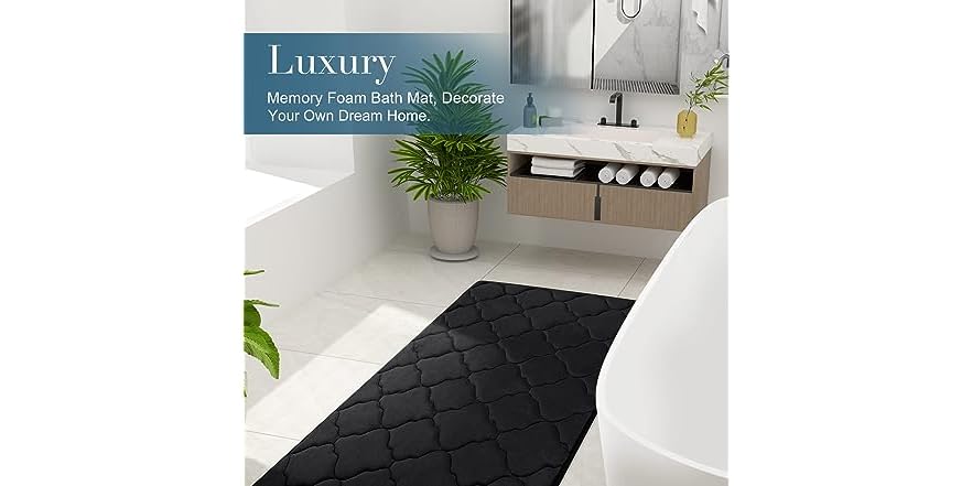 OLANLY Bathroom Rug, 24x16, Black